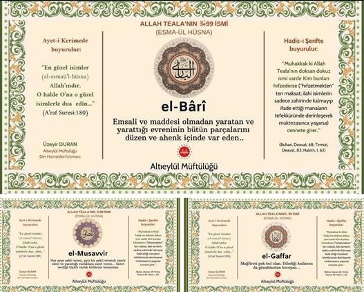 El-BÂRİ الْبَارِئُ El-MUSAVVIR المصور El-ĞAFFÂR الغفار