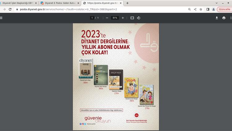 2023 Yılı Diyanet işleri Başkanlığı Aylık Dergi Abonelikleri